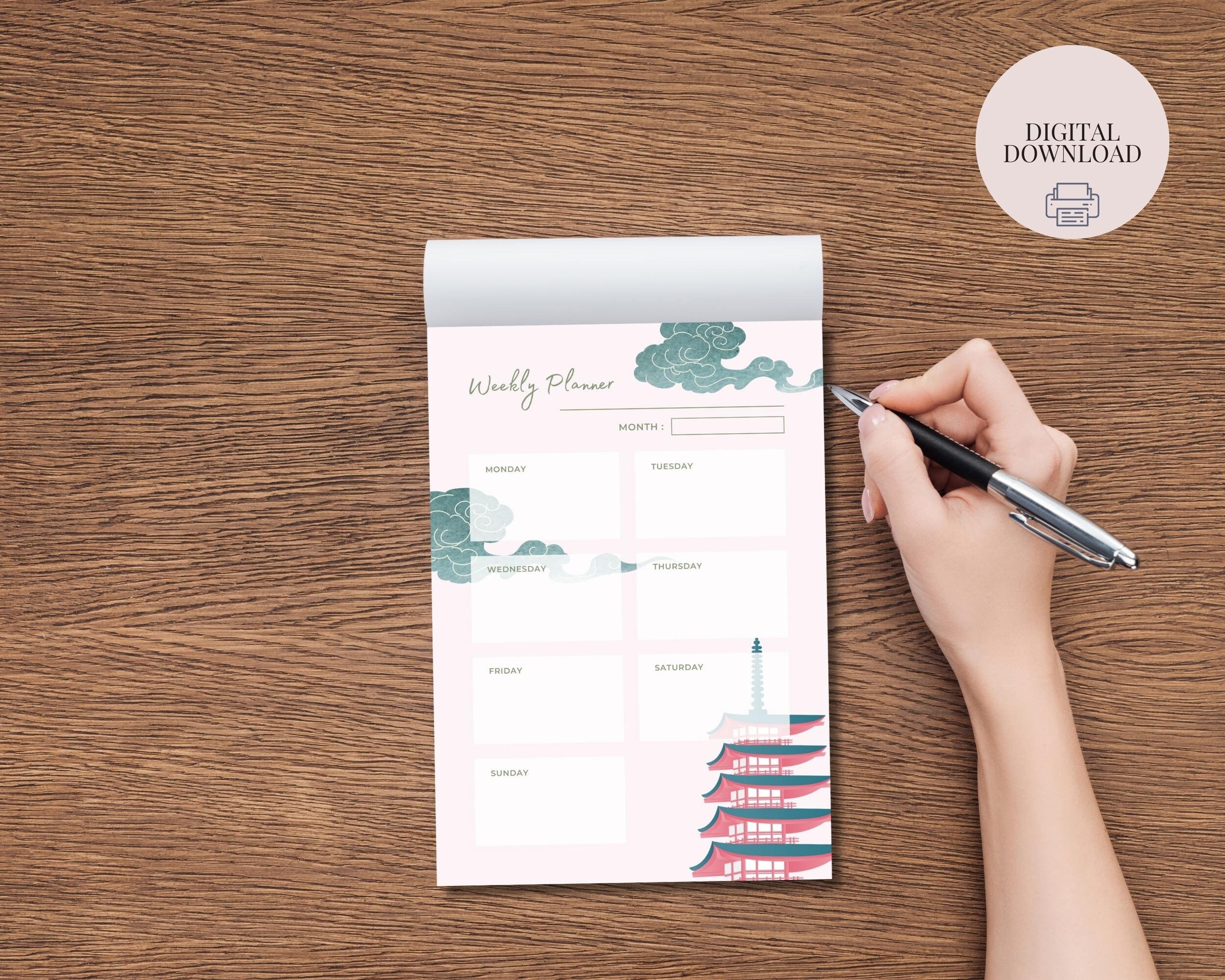 Weekly Planner PDF Printable Japanese Minimalist Weekly - Etsy