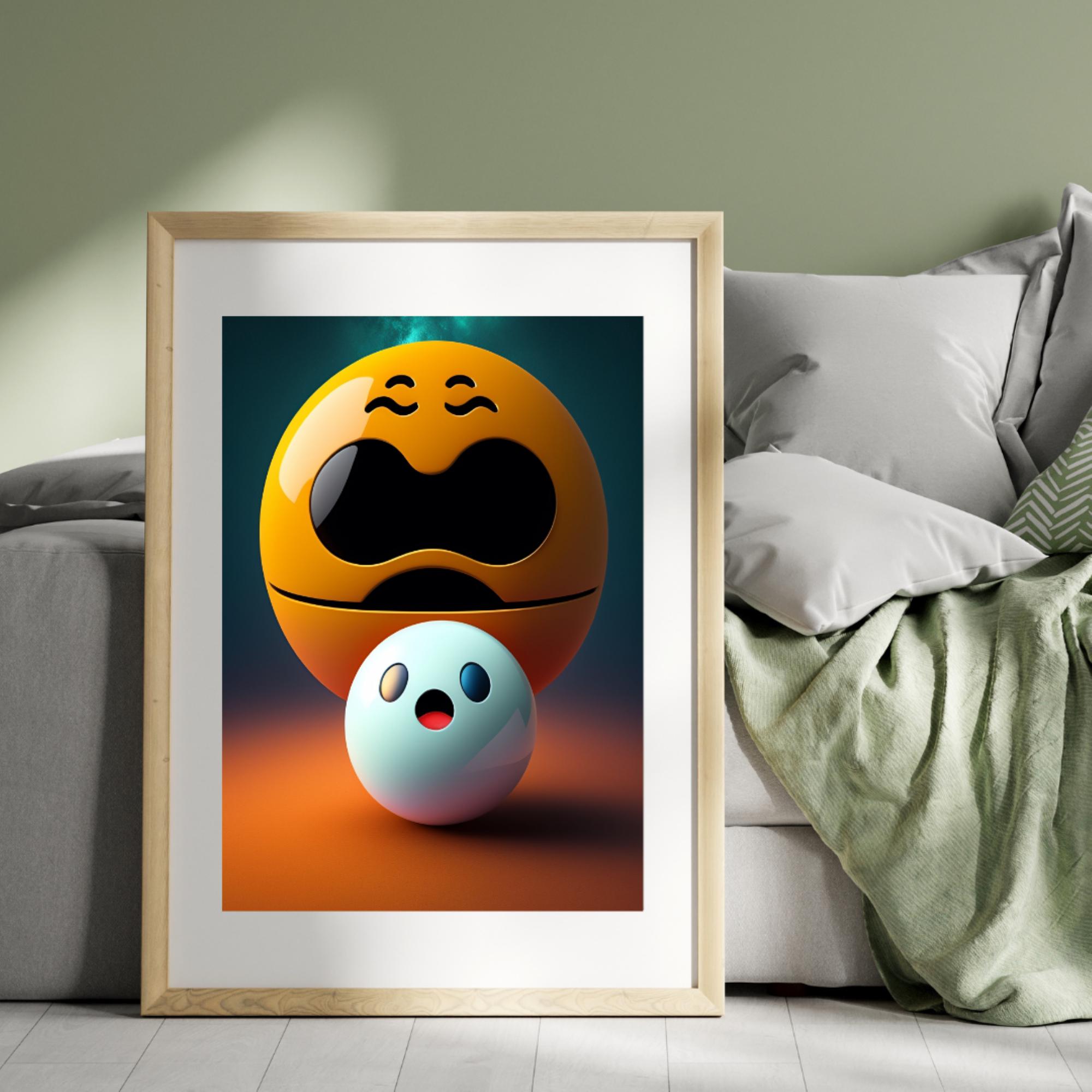 Playful Emoji Faces Digital Print Abstract Character Art AI Generated ...