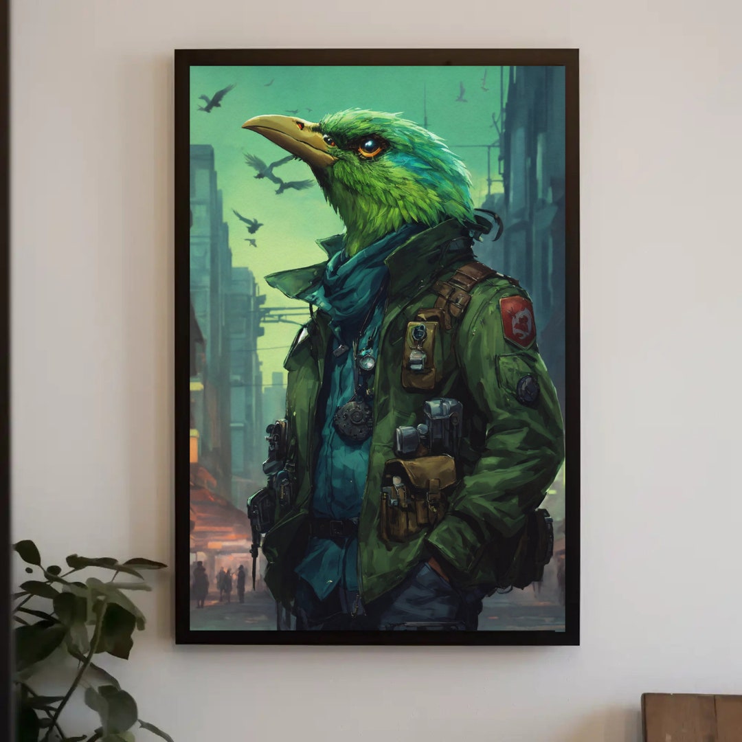 Bird Man Portrait | Sci-fi Cartoon Soldier Anime Art | Printable ...