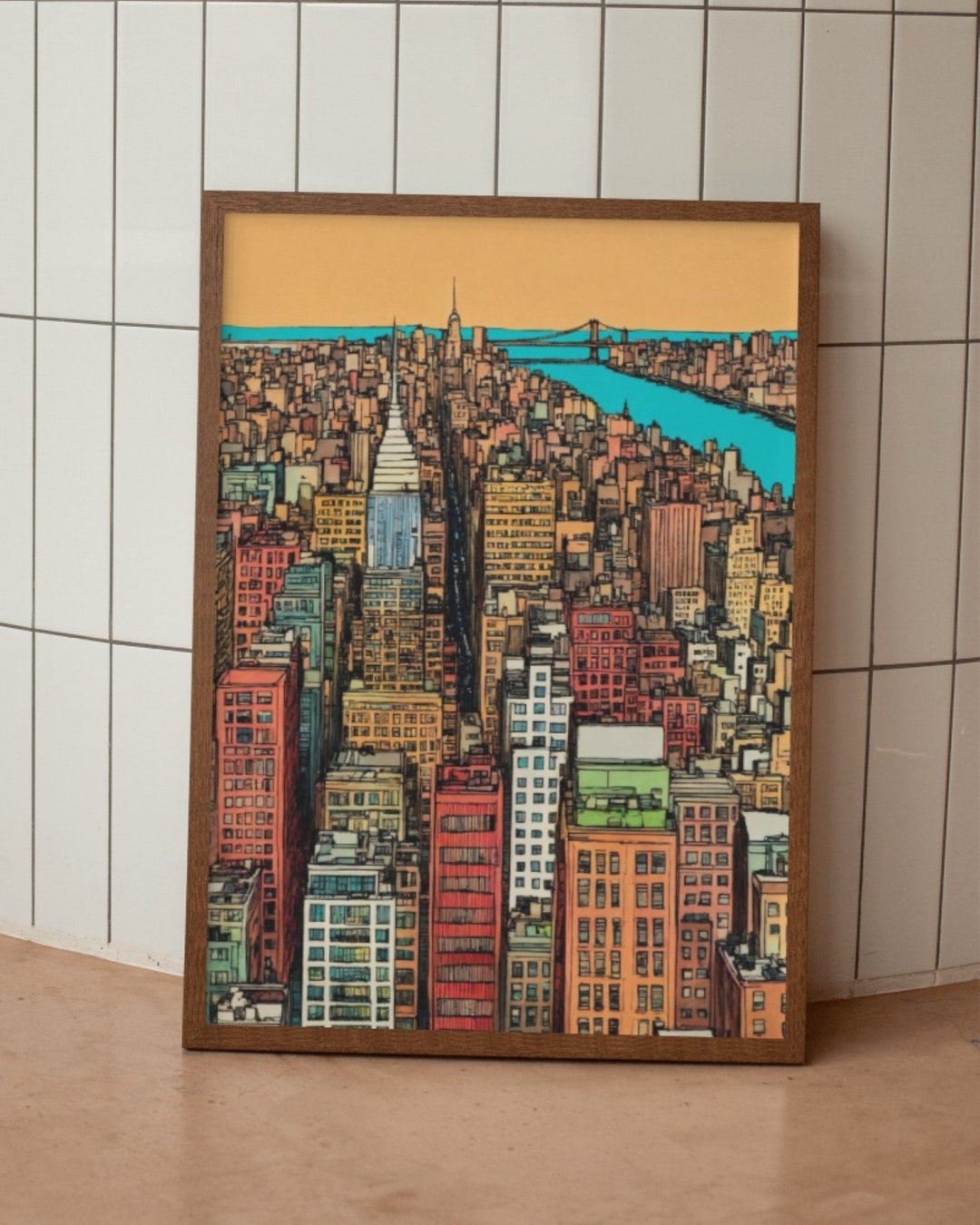 Minimalist New York City Skyline Sketch | Contemporary Digital Art ...