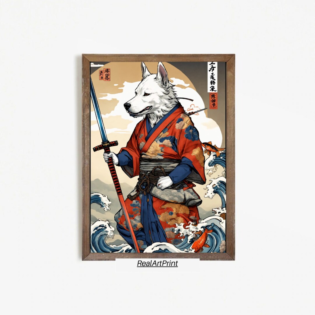 Samurai Wolf Warrior | Japanese-inspired Animal Art | Digital Download ...