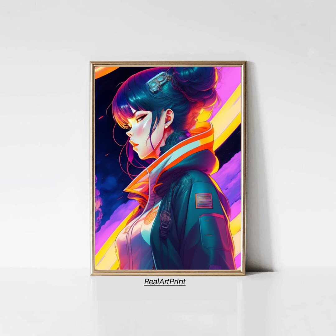 Futuristic Anime Portrait | Sci-fi Digital Art | Vibrant Printable ...