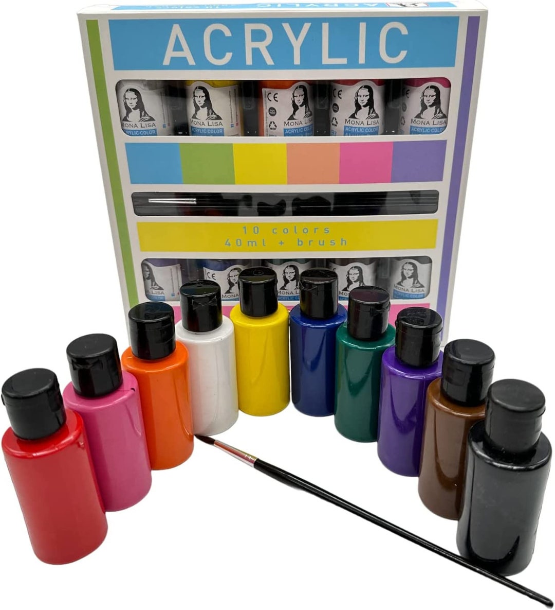 Monalisa Acrylic Paints Set 10 Colors 40 Ml Brush for Painting on Wood ...