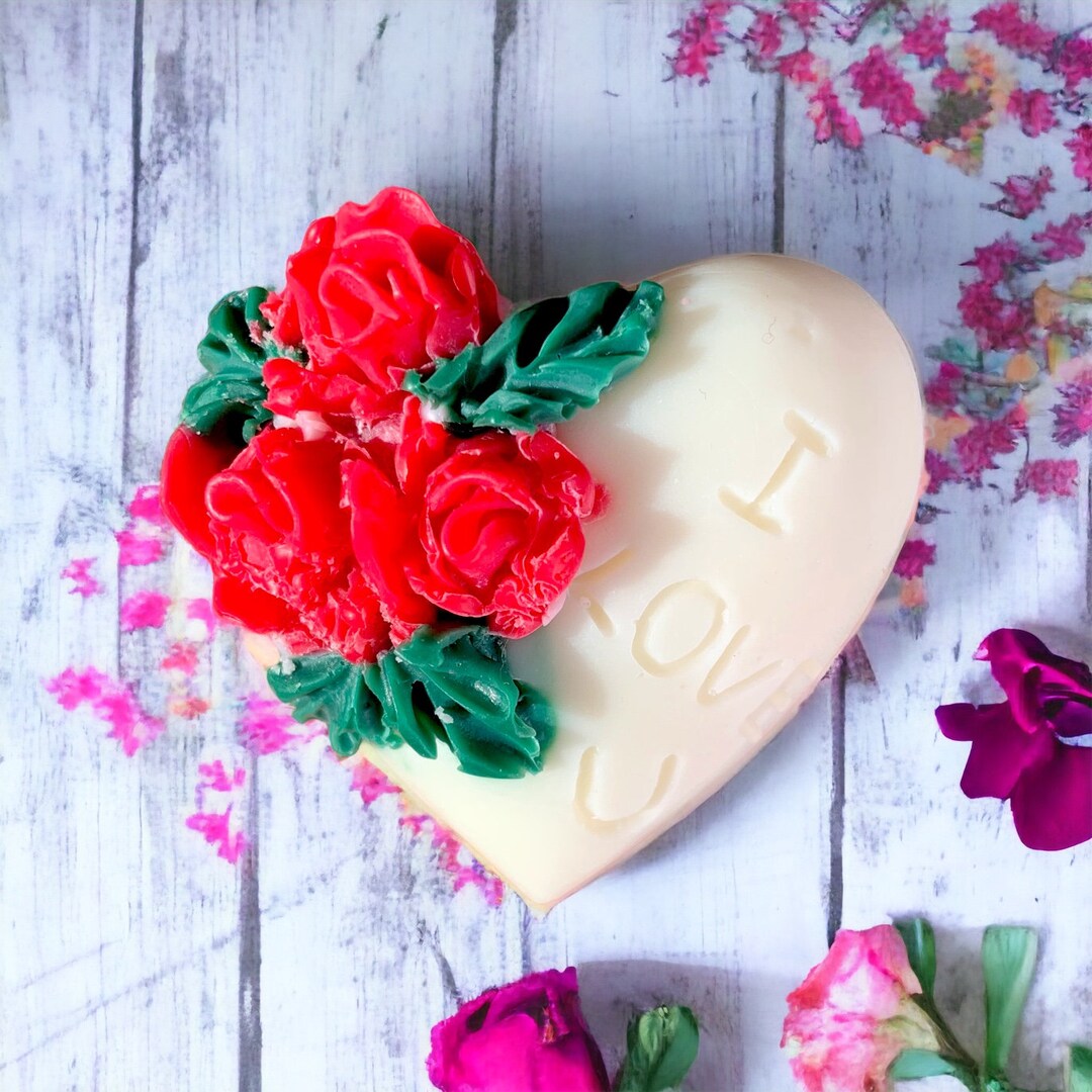 Heart With Roses Wax Embed, Wax Embeds, Valentines Embeds, Wax Hearts ...