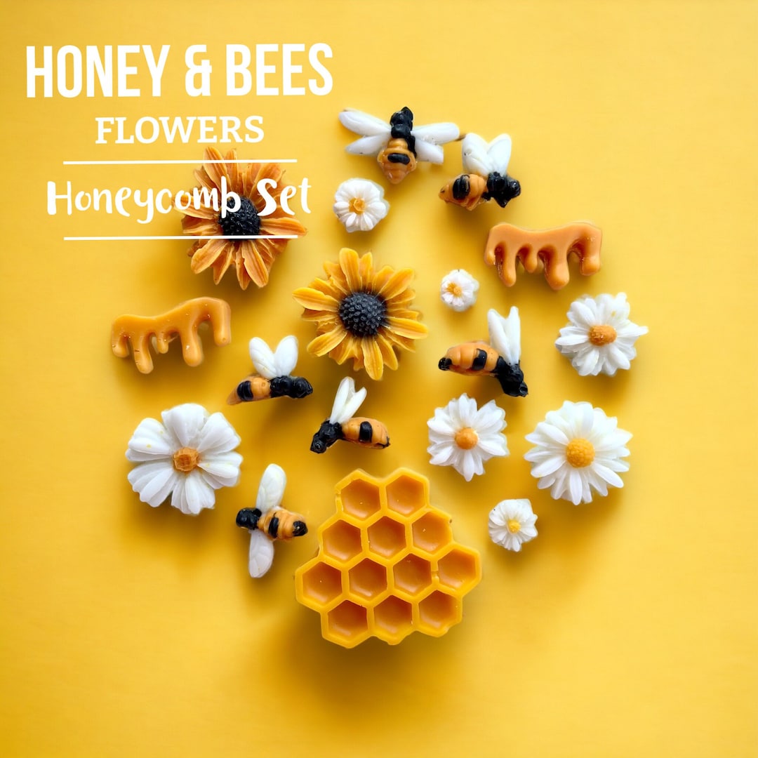 Honey, Bees & Flower Wax Embed Set, Realistic Wax Embeds, Realistic ...