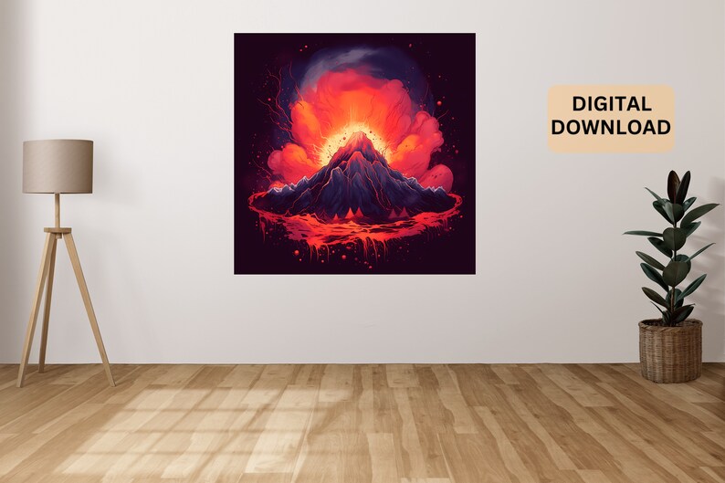 Volcano AI Art Digital Print Only, AI, Wall Art, Poster, Instant ...