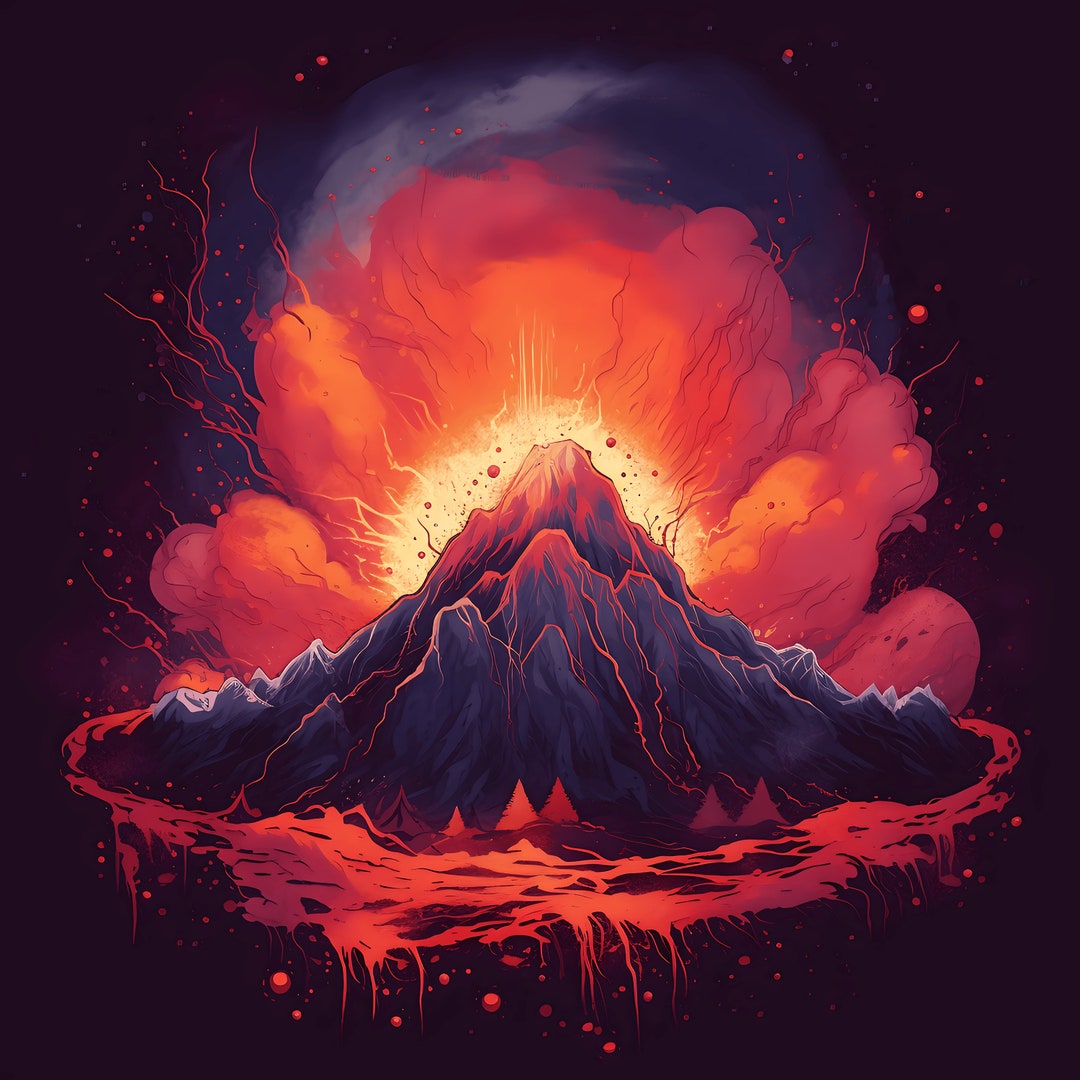 Volcano AI Art Digital Print Only, AI, Wall Art, Poster, Instant ...