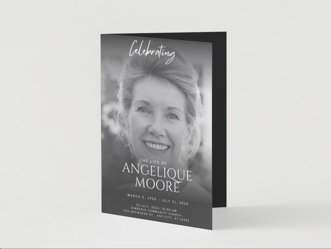 Editable Photo Funeral Program, Celebration of Life, Printable Funeral ...