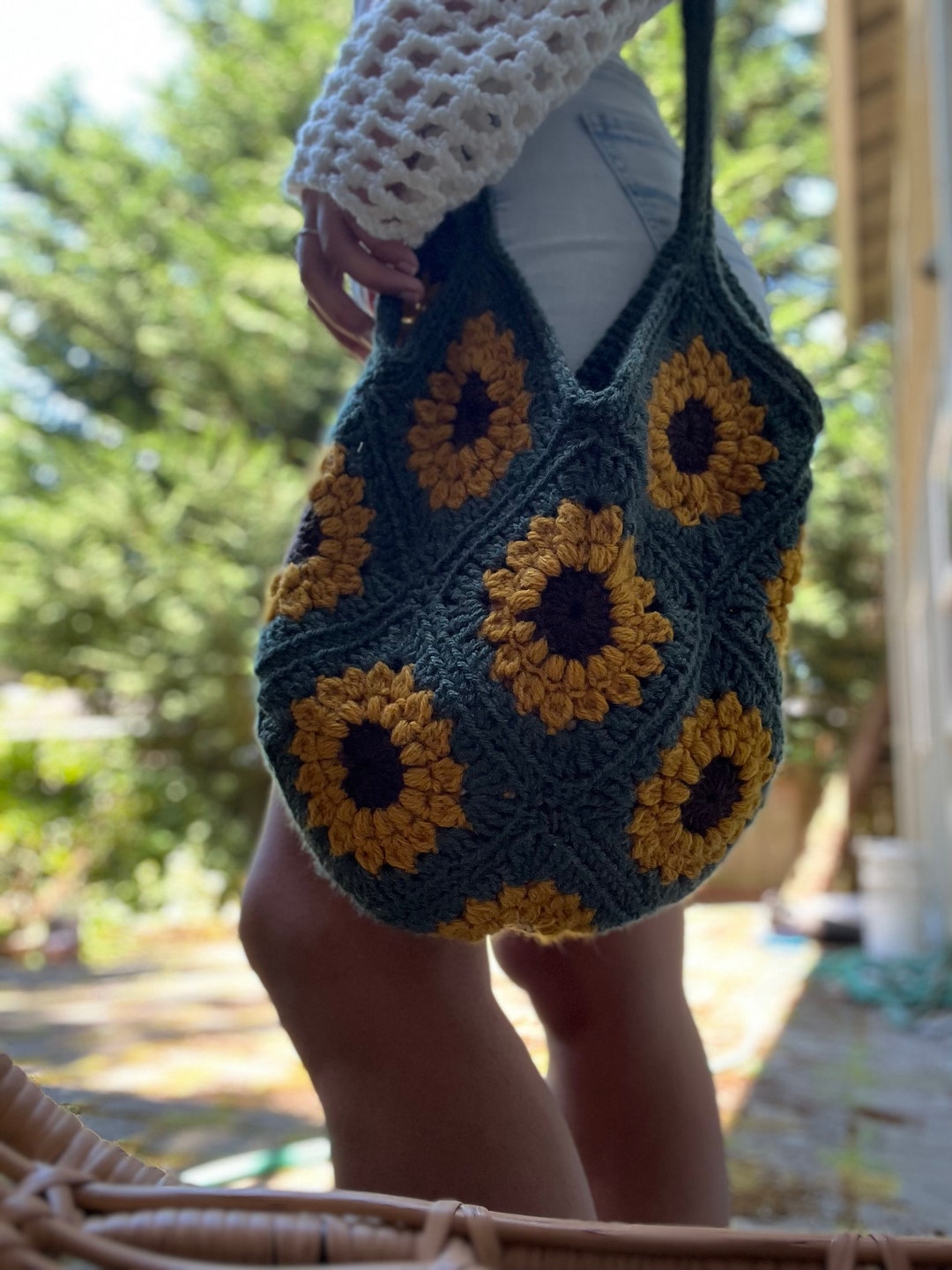 Sunflower Crochet Tote Bag - Etsy