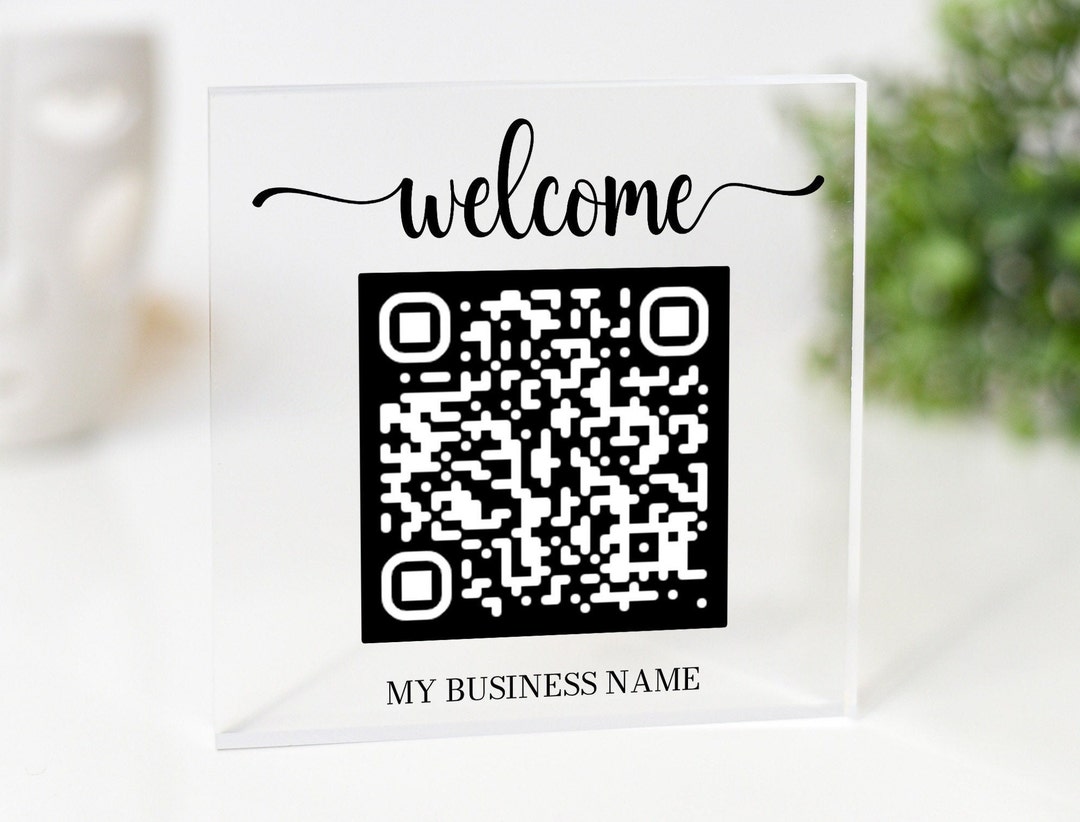 Welcome Mini QR Plaque for Reception, Mini QR Code Display Sign Social ...