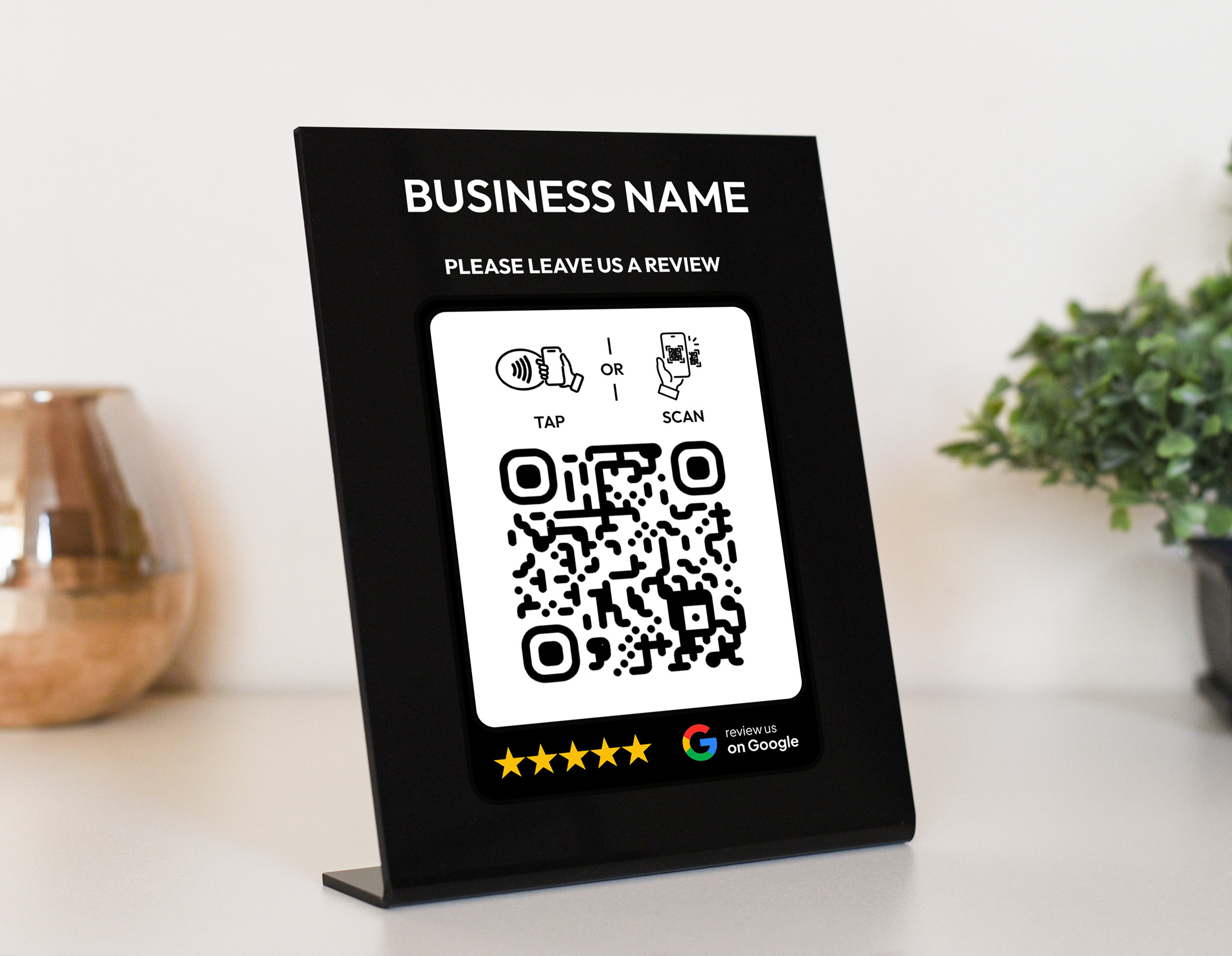 Custom NFC Google Tap to Review Stand for Business Reviews, QR Code ...