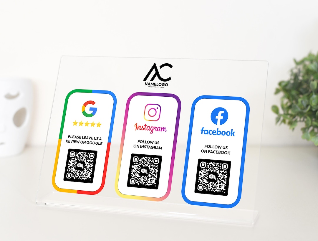 Multi QR Code Business Sign, Social Media Display, Payment Options ...