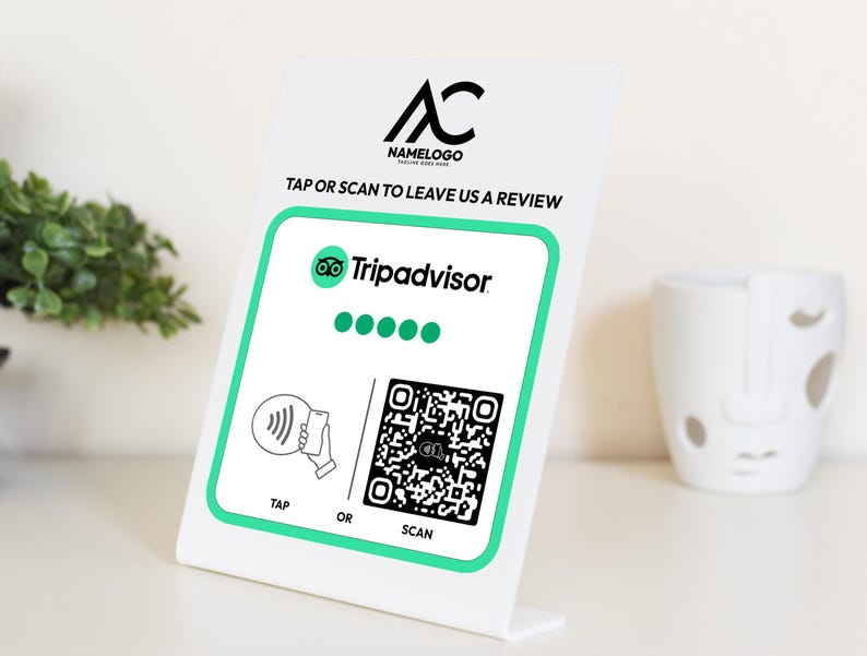 Custom Tripadvisor Sign With QR Code & NFC Tap | Personalized Review ...