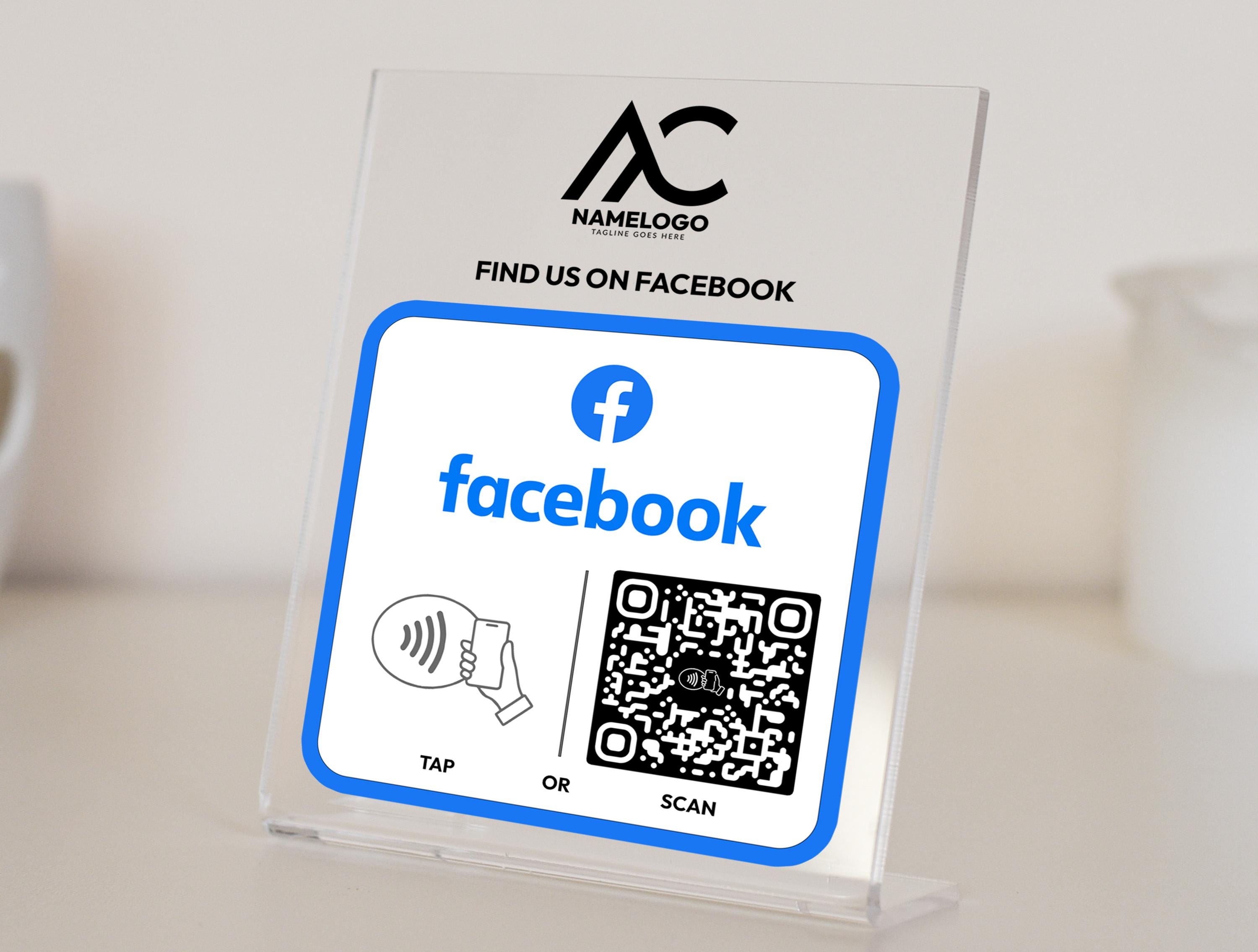 Custom Facebook Sign With QR Code & NFC Tap | Personalized Social Media ...