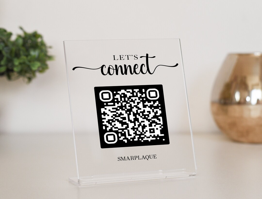 Let's Get Social Mini QR Self-standing Plaque, Follow Us Business ...