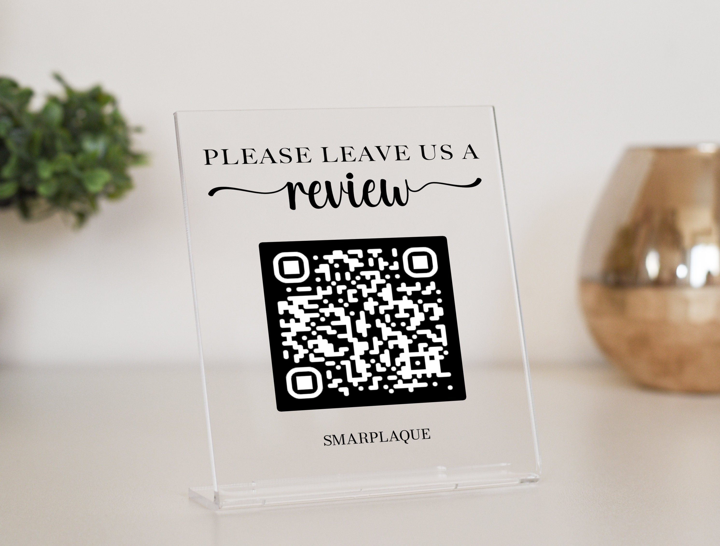 Multi-link QR Code Self-standing Plaque, Please Leave Us a Review ...