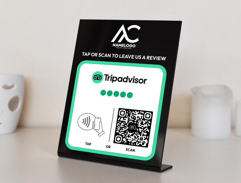Custom Tripadvisor Sign With QR Code & NFC Tap | Personalized Review ...