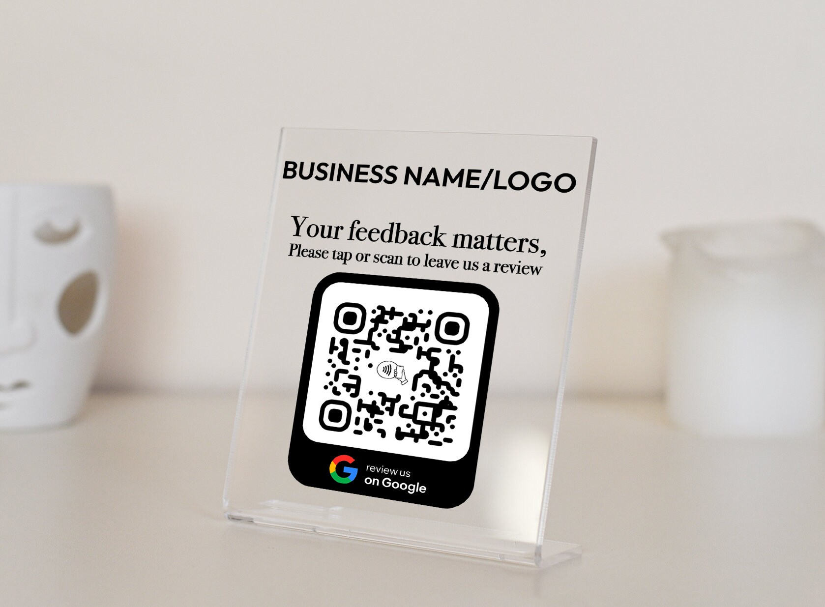 Review Us on Google Plaque Customizable Nfc/tap and QR Sign Google ...