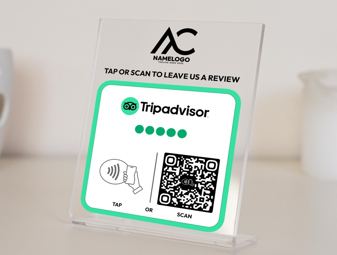 Custom Tripadvisor Sign With QR Code & NFC Tap | Personalized Review ...