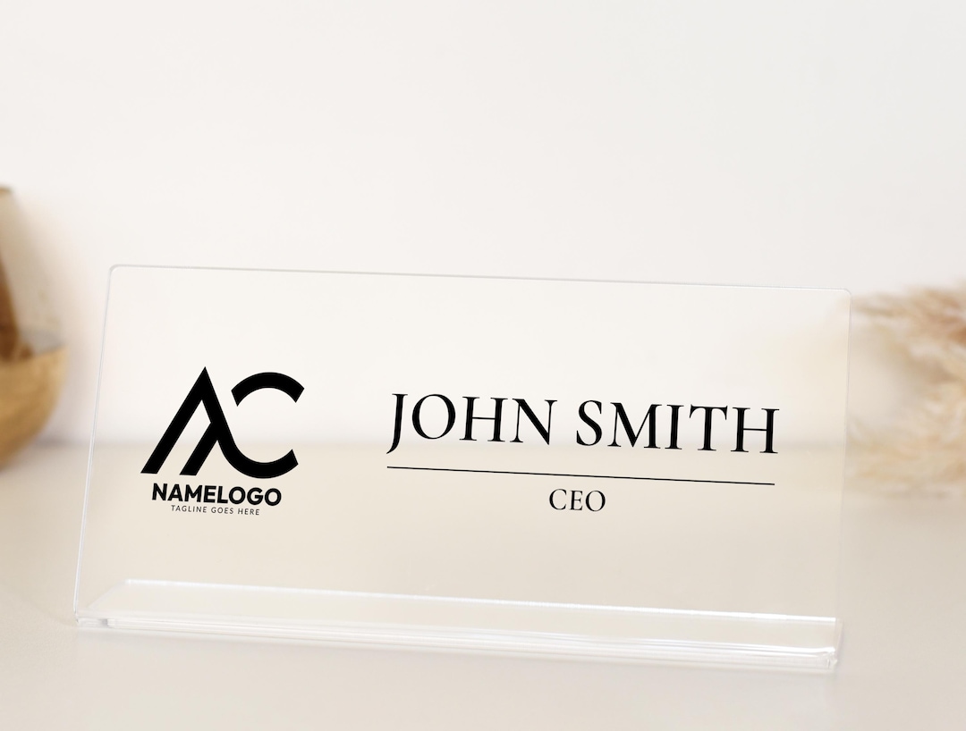 Custom Desk Nameplate, Personalized Acrylic Office Name Plate, Coworker ...