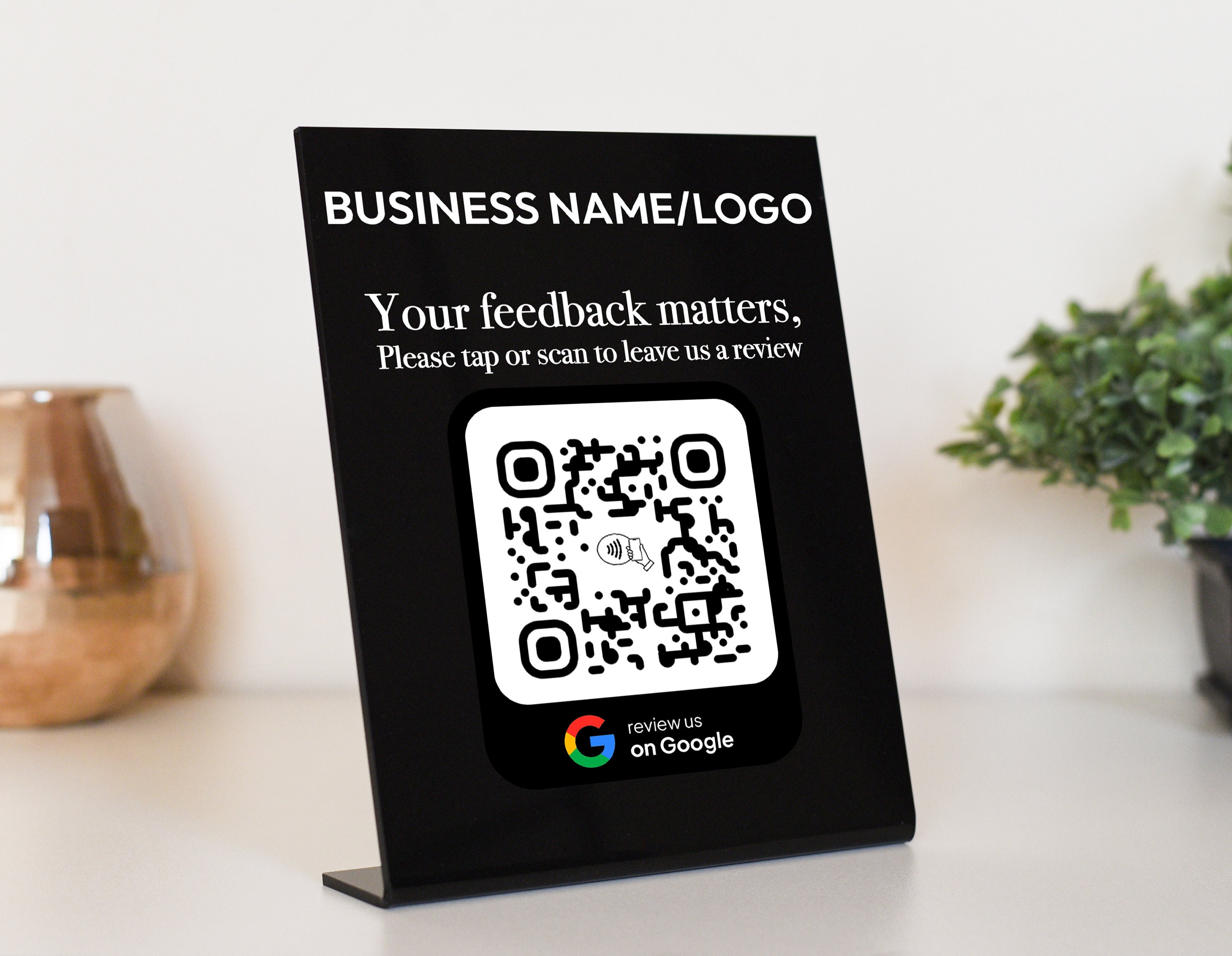Review Us on Google Plaque Customizable Nfc/tap and QR Sign Google ...