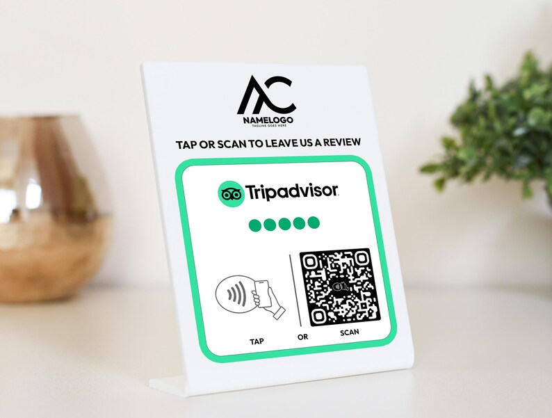 Custom Tripadvisor Sign With QR Code & NFC Tap | Personalized Review ...