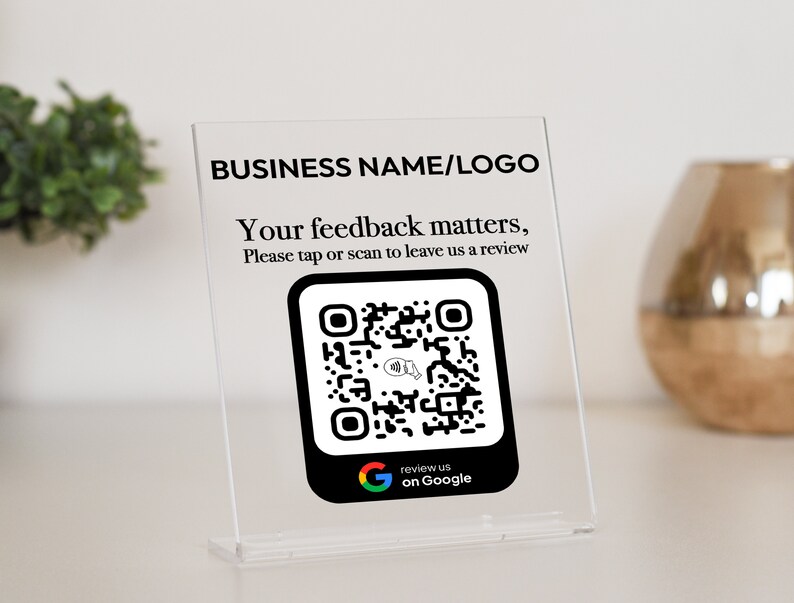 Review Us on Google Plaque Customizable Nfc/tap and QR Sign Google ...