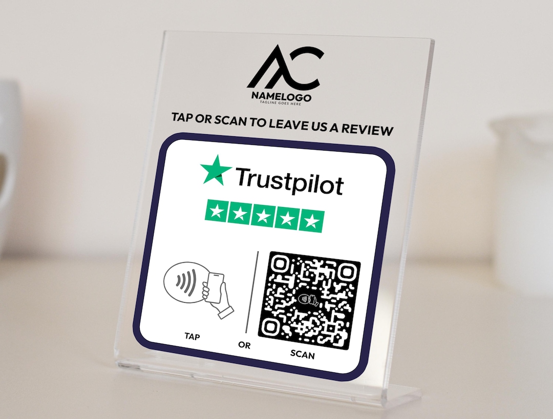 Custom Trustpilot Sign With QR Code & NFC Tap | Personalized Review ...