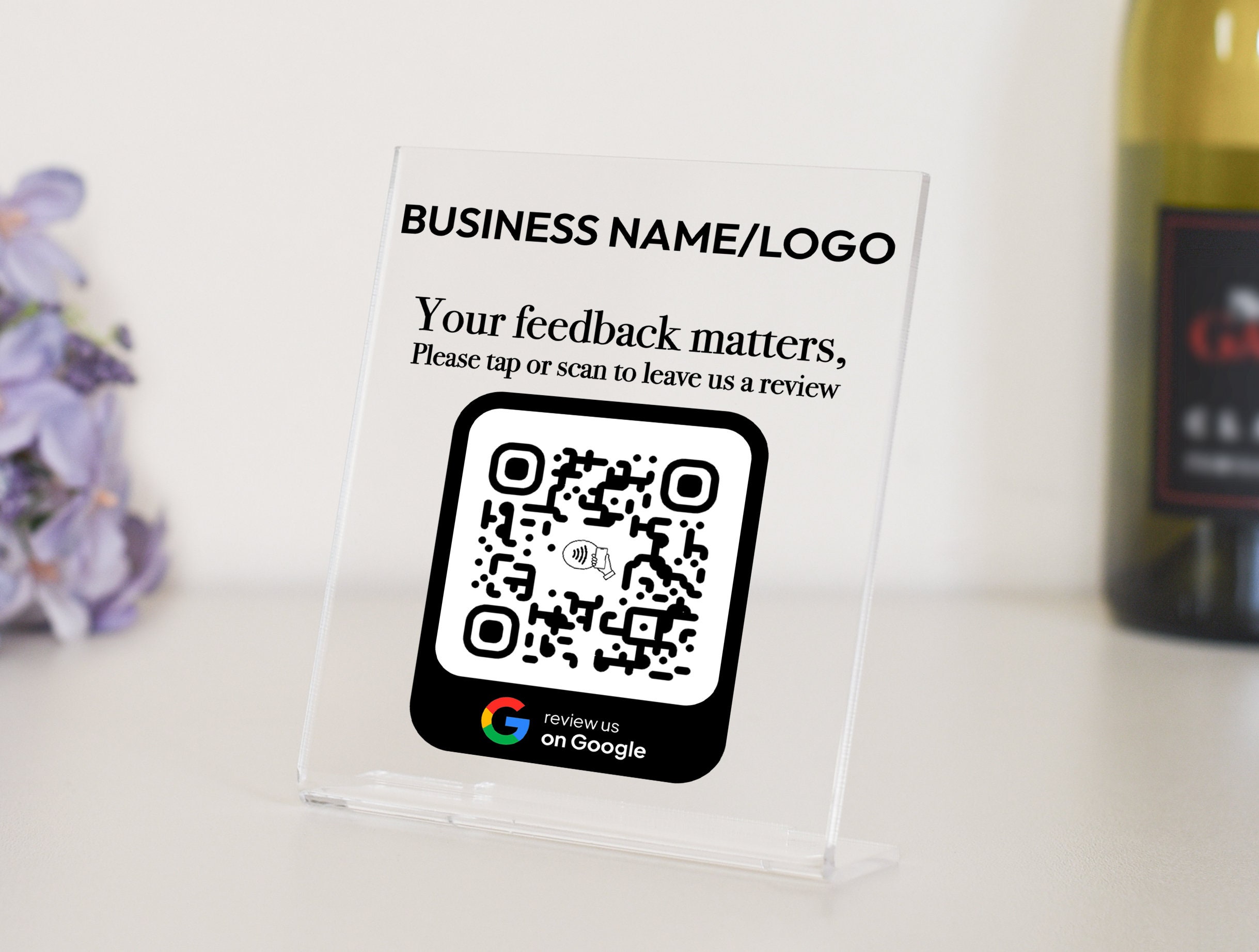 Review Us on Google Plaque Customizable Nfc/tap and QR Sign Google ...