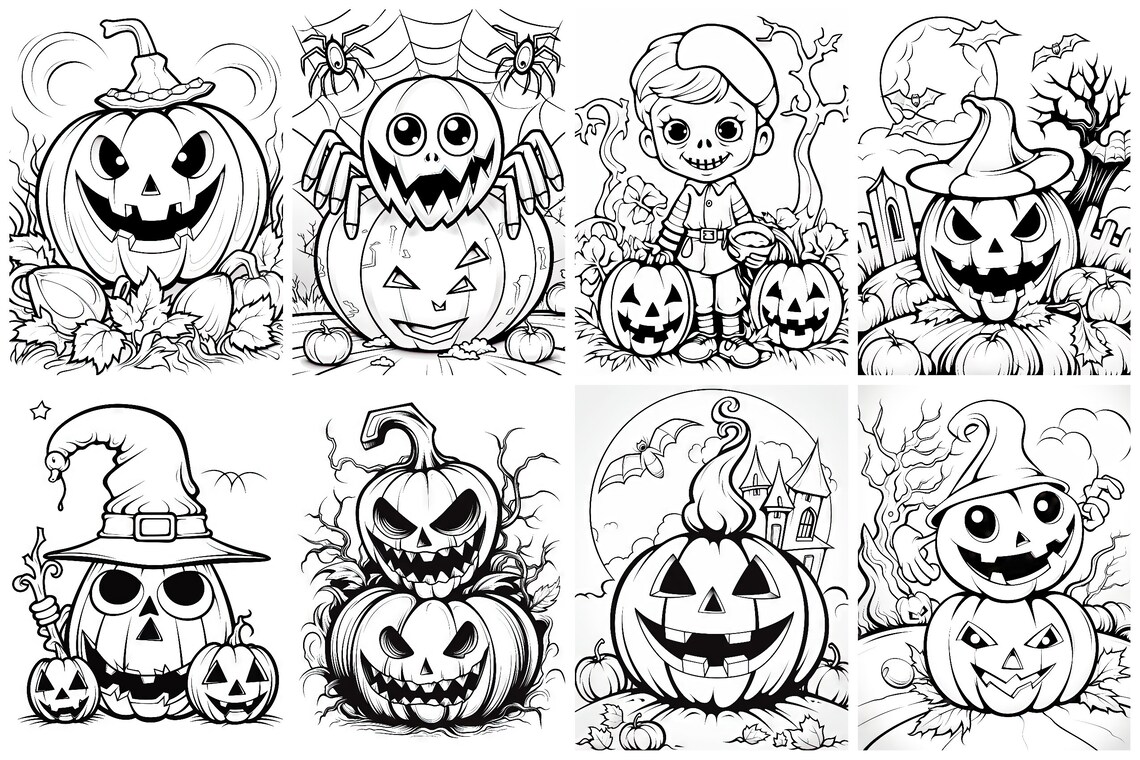 Halloween Kids Coloring Pages 40 Designs - Etsy