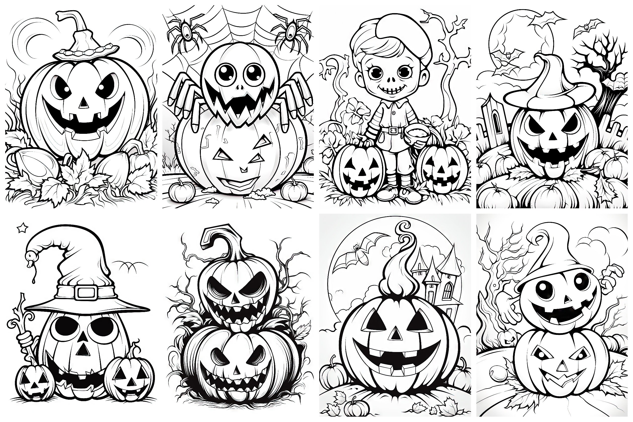 Halloween Kids Coloring Pages - 40 Designs - Etsy