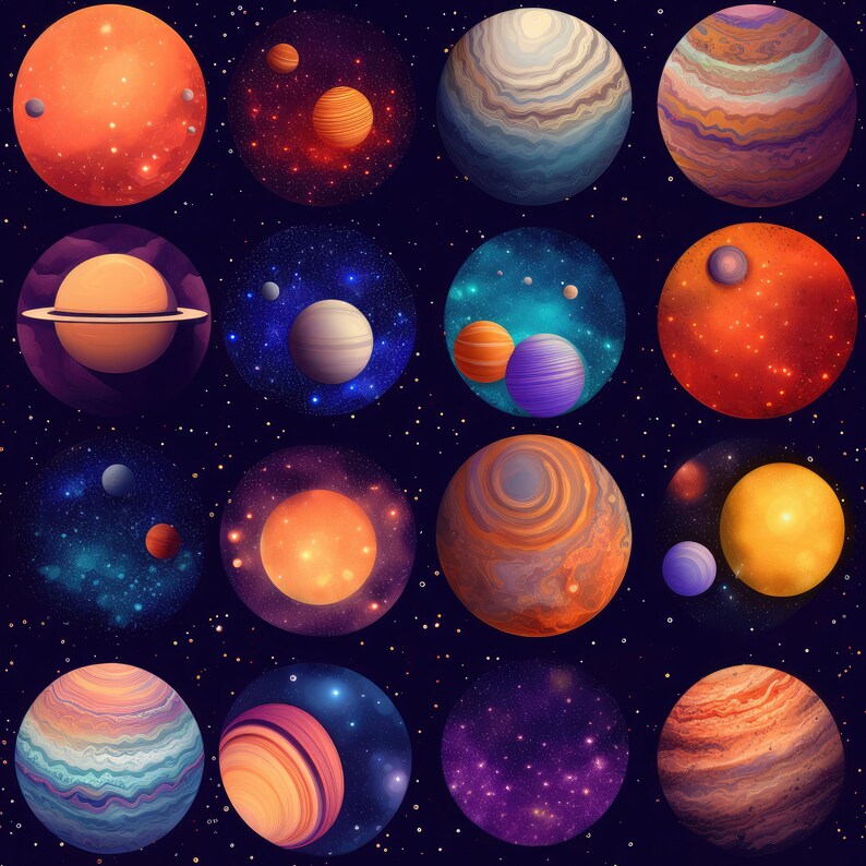 Space Theme Backgrounds, Illustration 20 Patterns, Seamless - Etsy