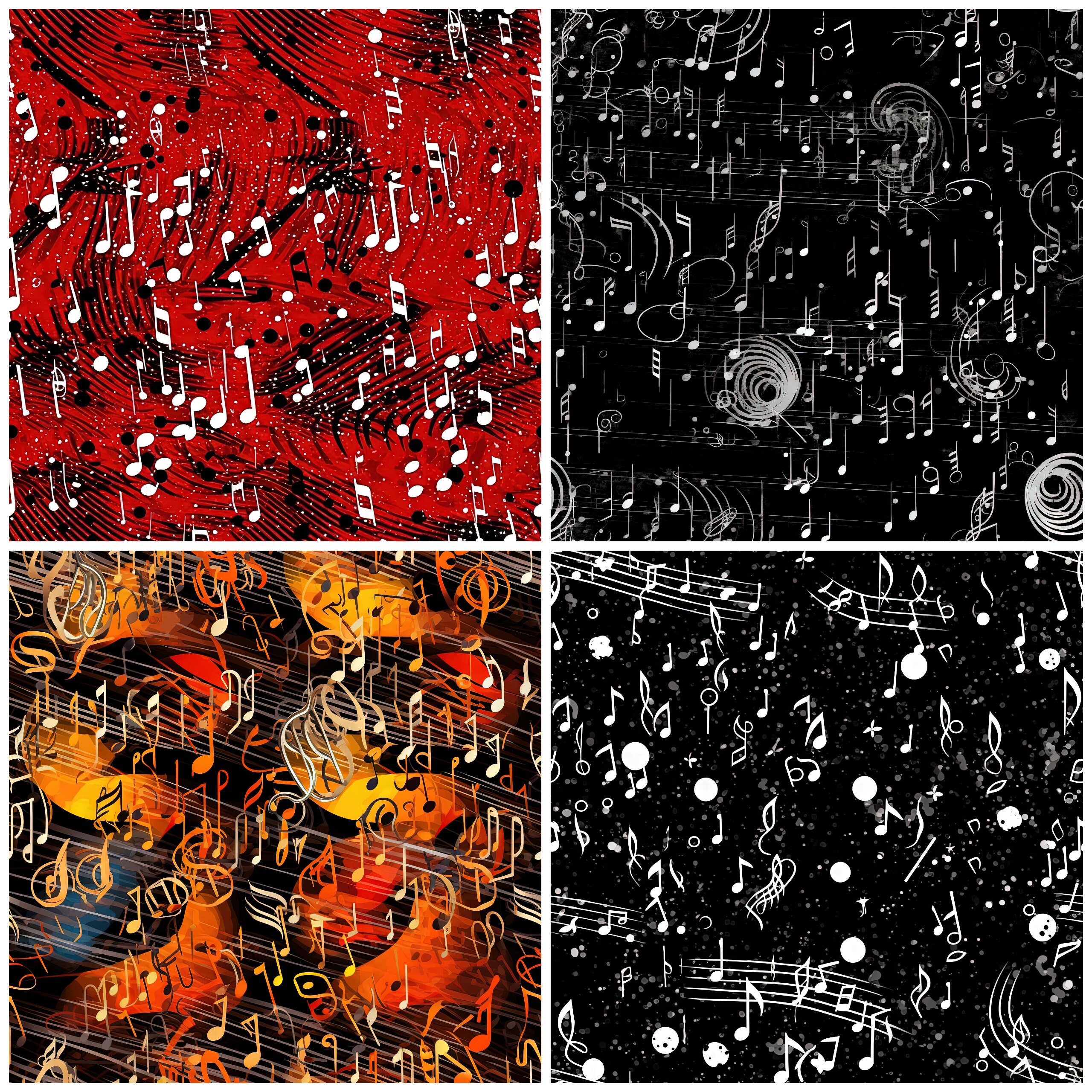 Musical Notes Theme Digital Art Design Background Paper Pack 30 Designs ...