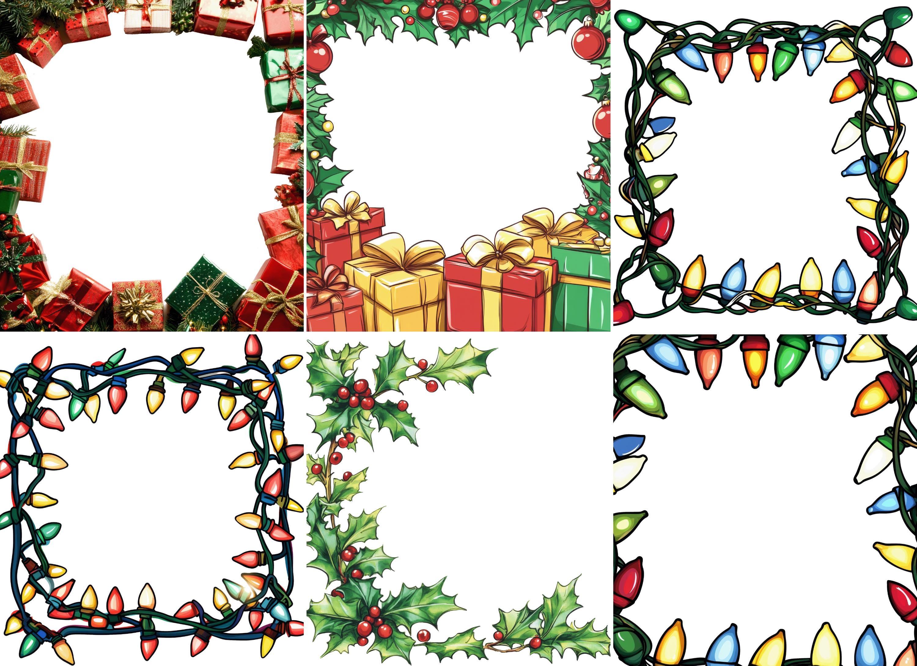 Festive Christmas Border Bundle - 28 Transparent PNG Files - Instant ...