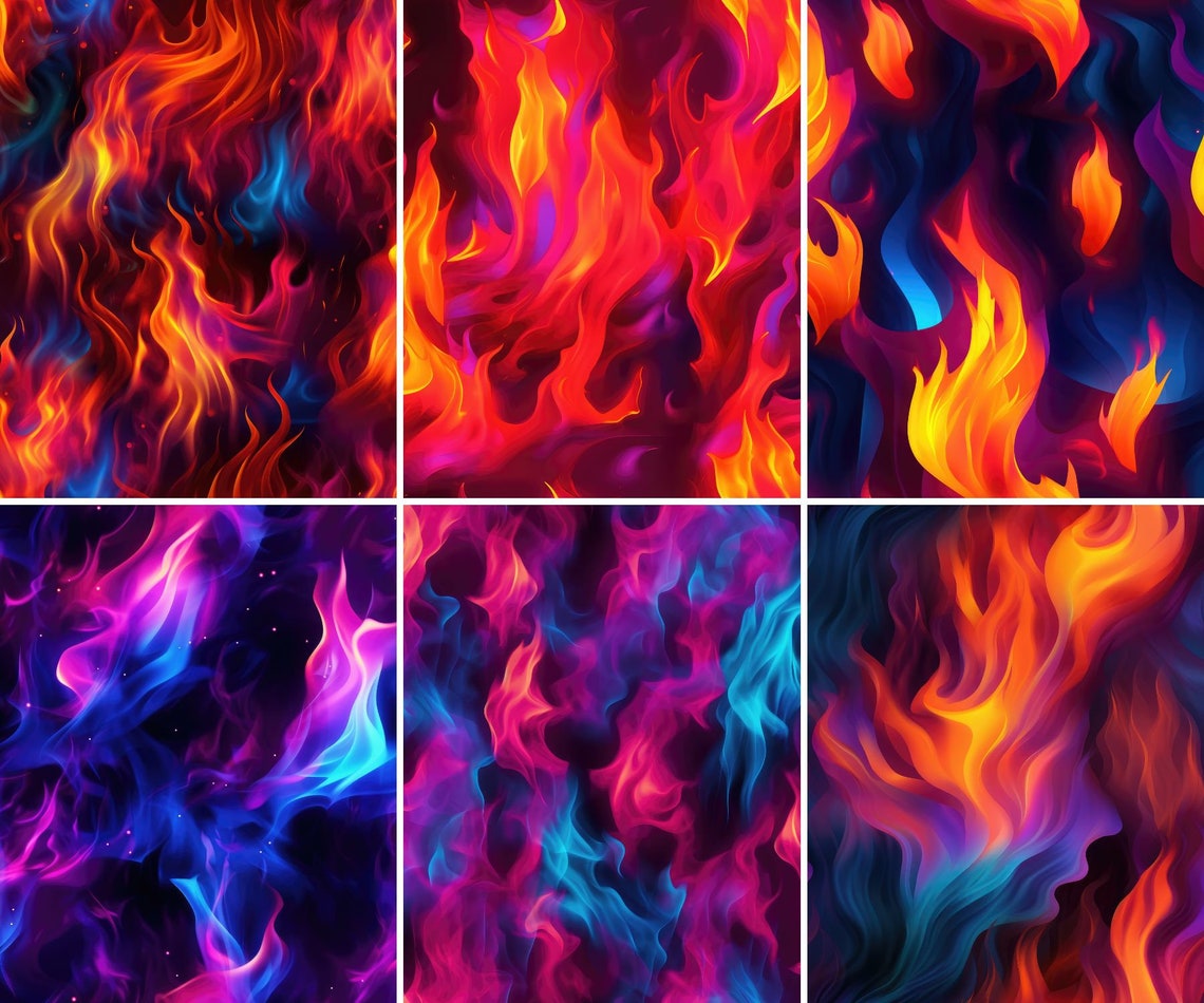 Abstract Fire Flames Patterns Seamless - Etsy