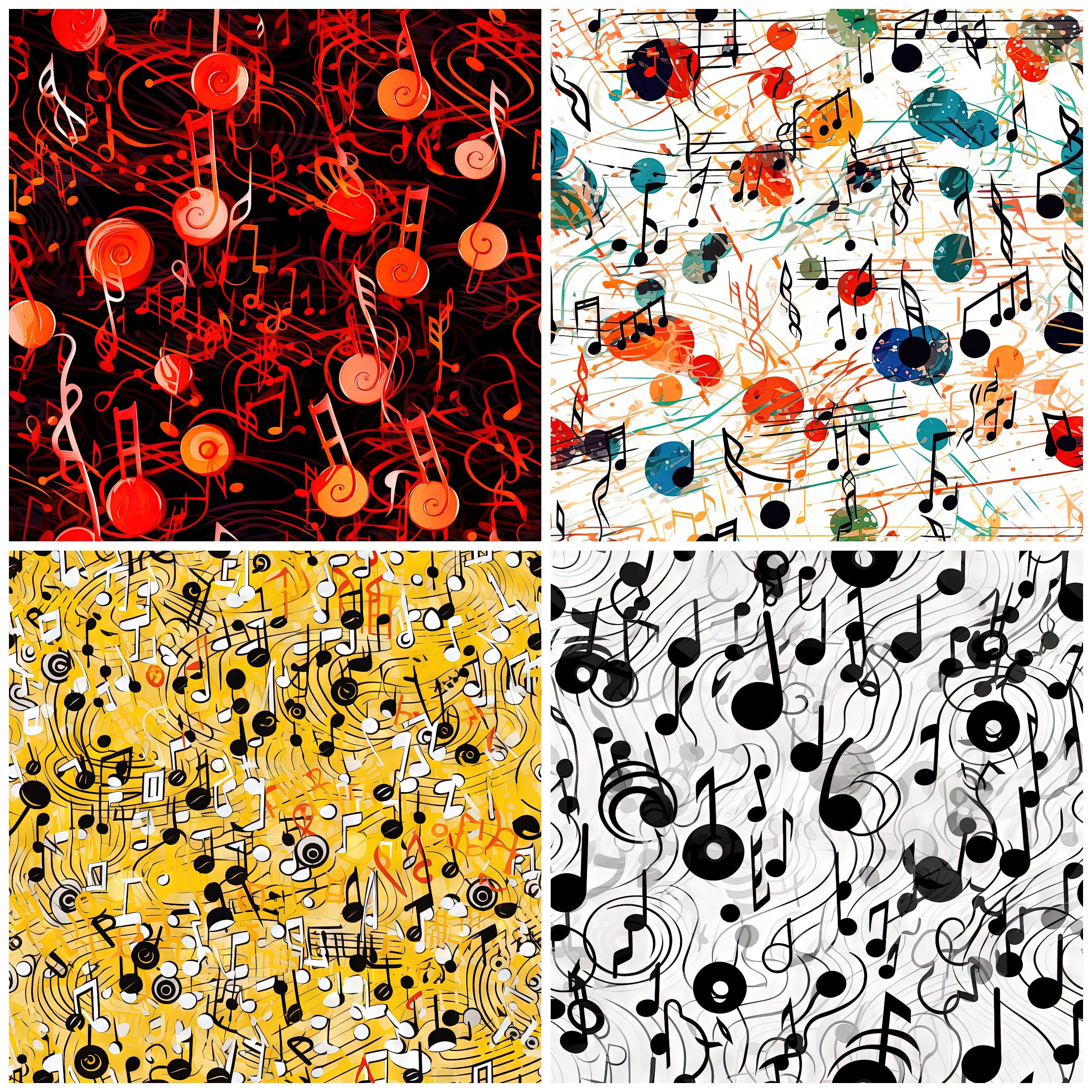 Musical Notes Theme Digital Art Design Background Paper Pack 30 Designs ...