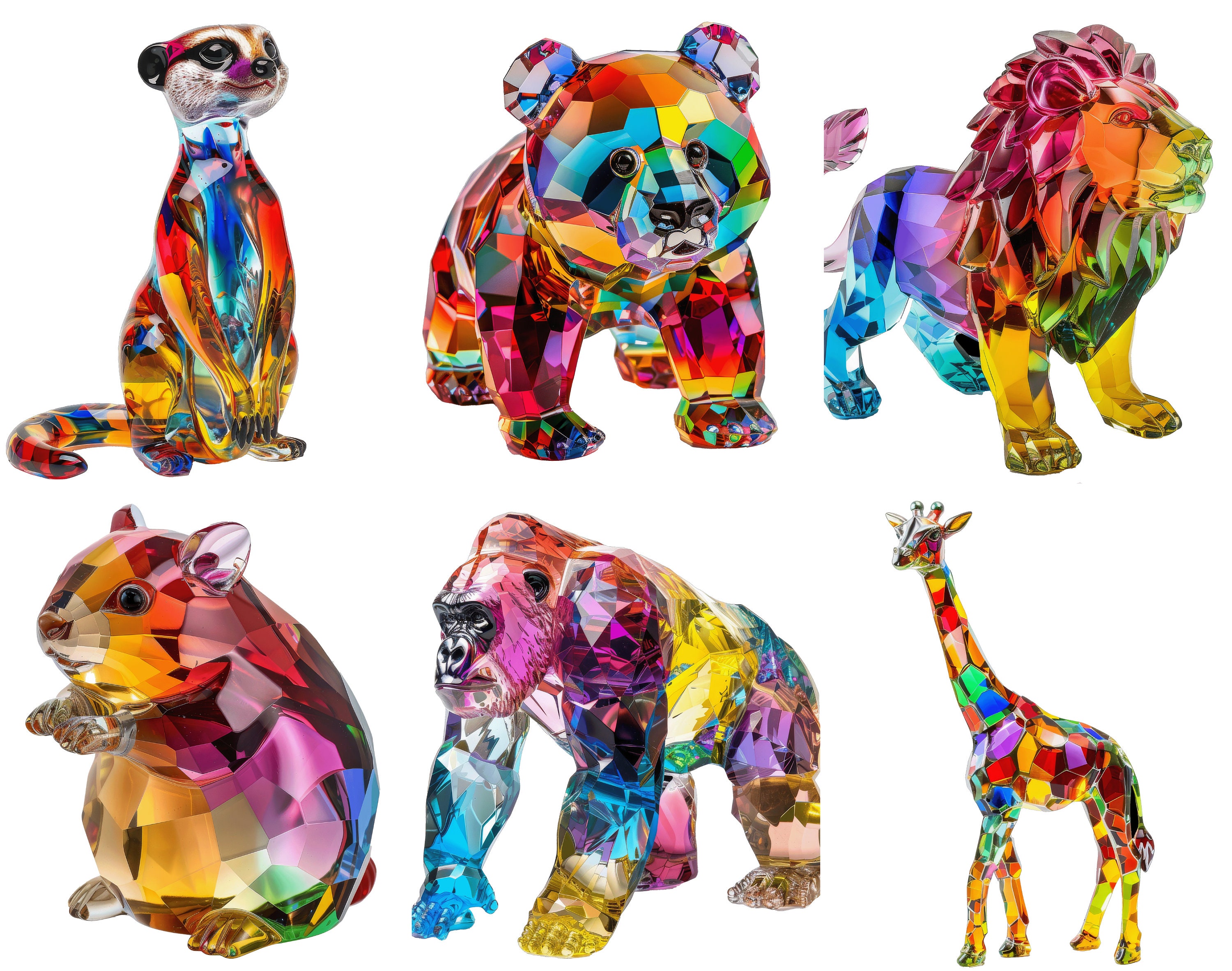 Crystal Glass Animals, Digital Download, PNG Files, Transparent ...