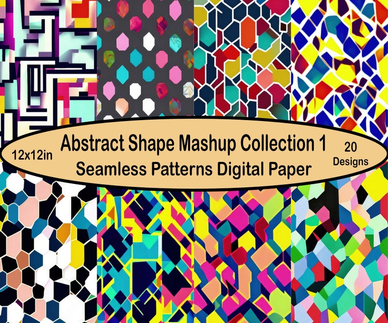 Abstract Shape Mashup - Digital Paper 20 Designs (seamless) Pack 1 - Etsy