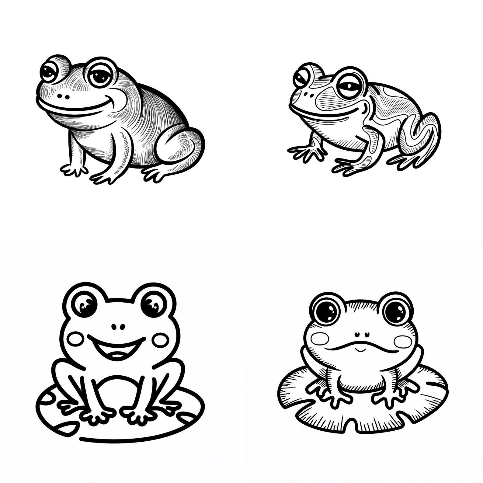 38 Frog Clipart PNG Bundle | Black & White Doodle Frogs | Hand-drawn ...