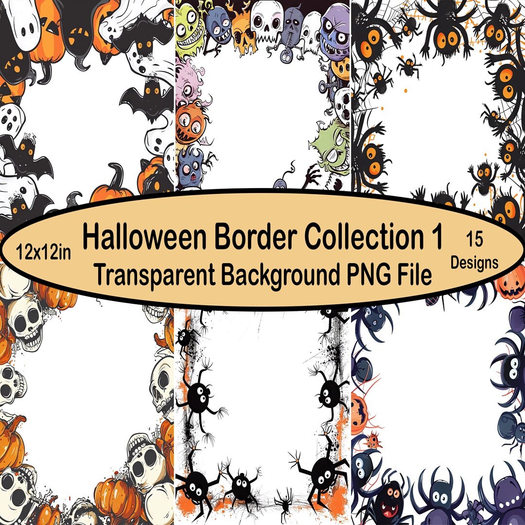 15 PNG Files Halloween Border Bundle - High-quality Transparent ...