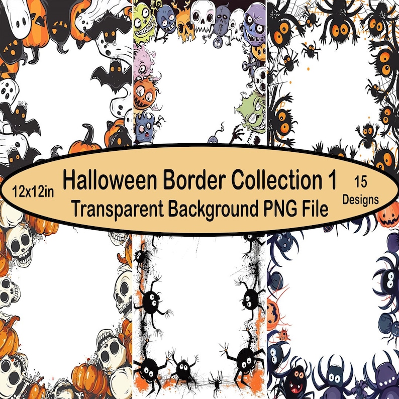 Halloween Border PNG Bundle – Spooky Graphic Overlays (digital Download ...