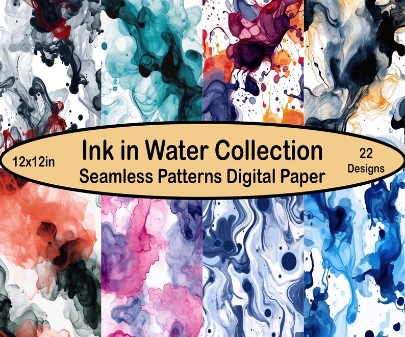 Ink Water Effect: Seamless Digital Downloads, 22 Patterns - Etsy