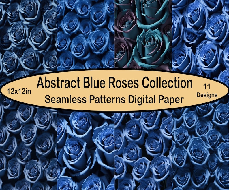 Abstract Blue Roses - 11 Patterns Digital Paper (seamless) - Etsy