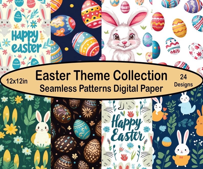 Easter Theme Patterns Seamless Digital Paper - Etsy