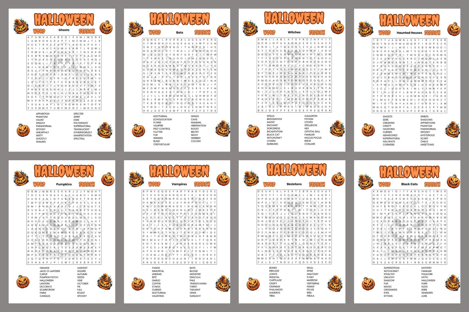 Halloween Word Search Puzzles Wordsearch - Etsy