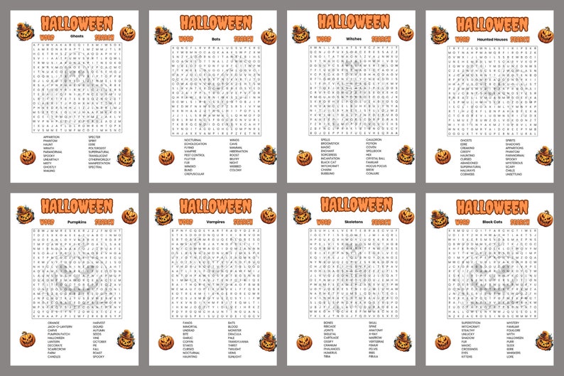 Halloween Word Search Puzzles Wordsearch - Etsy