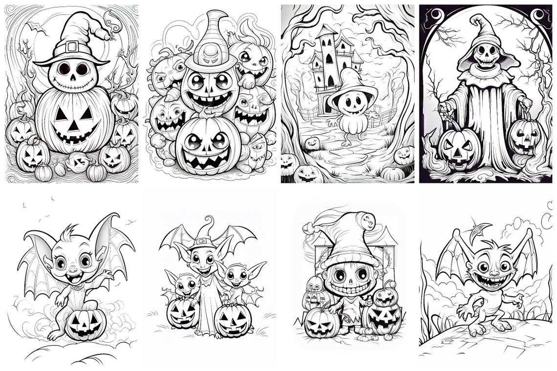 Halloween Kids Coloring Pages - 40 Designs - Etsy