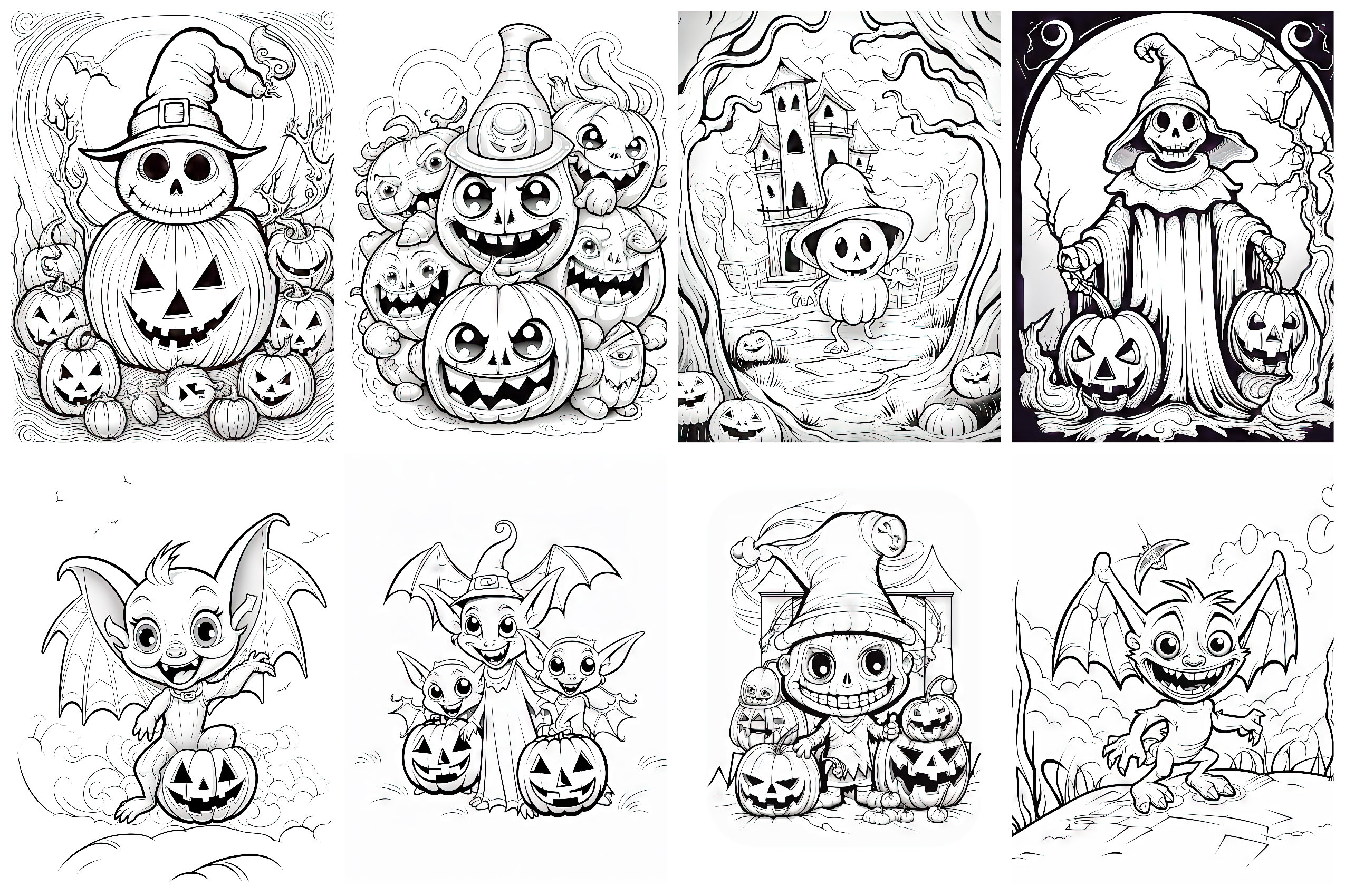 Halloween Kids Coloring Pages - 40 Designs - Etsy