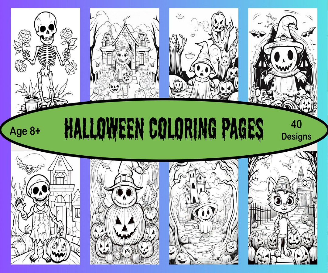 Halloween Kids Coloring Pages - 40 Designs - Etsy