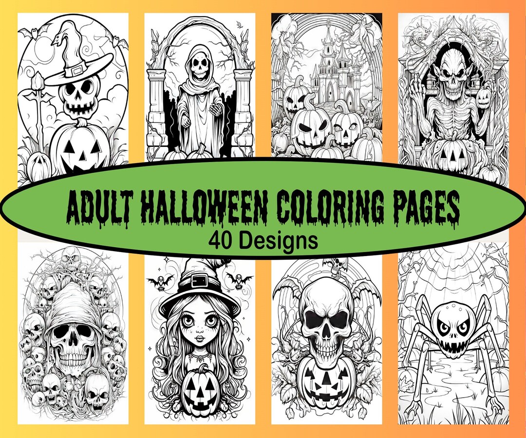 Adult and Teen Halloween Coloring Pages - 40 Designs - Etsy
